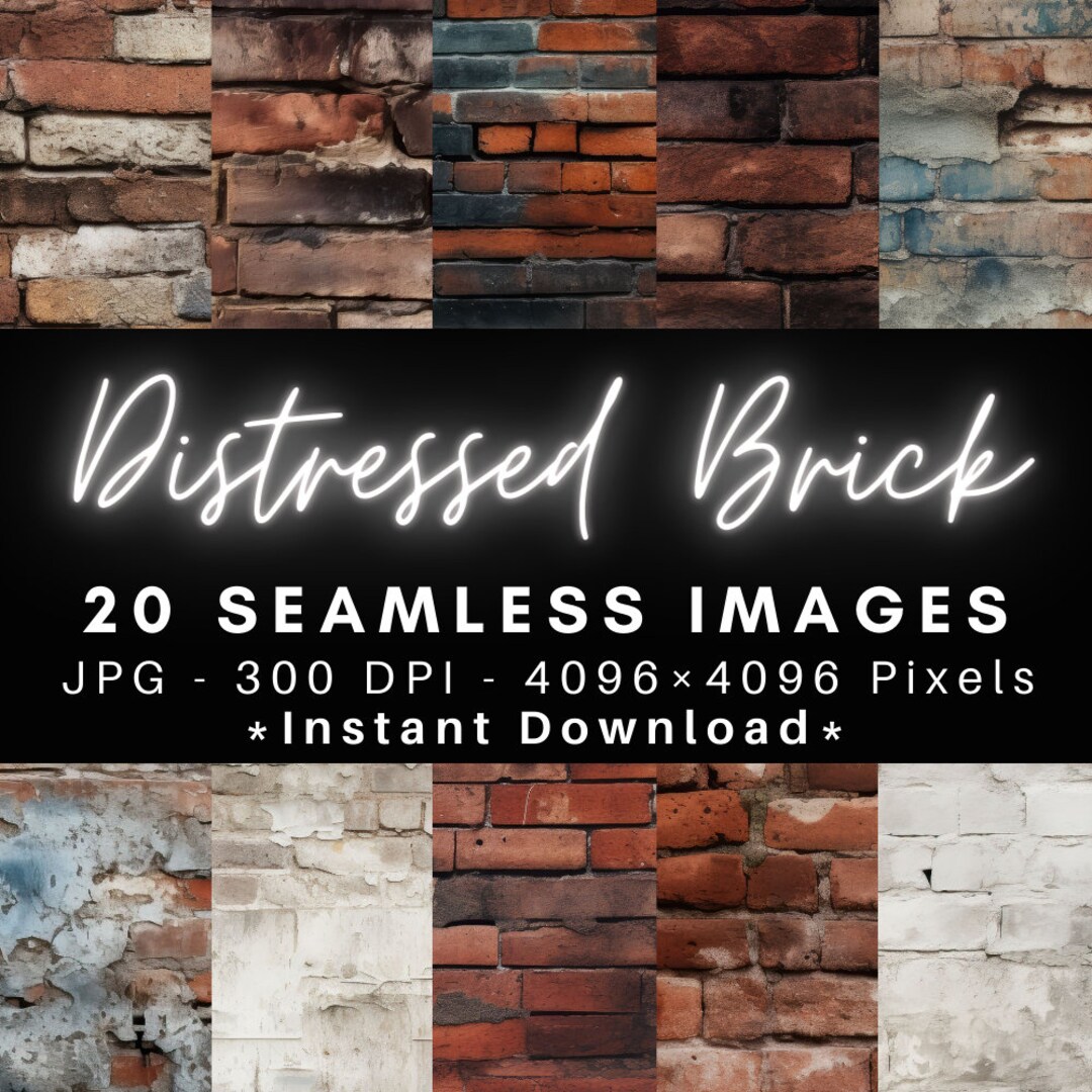Distressed Brick Wall - 20 Seamless Patterns Textures Digital Paper - Etsy