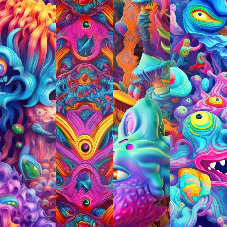 Lucid Dreams, Psychedelic Reality 20 Seamless Texture Patterns Digital ...