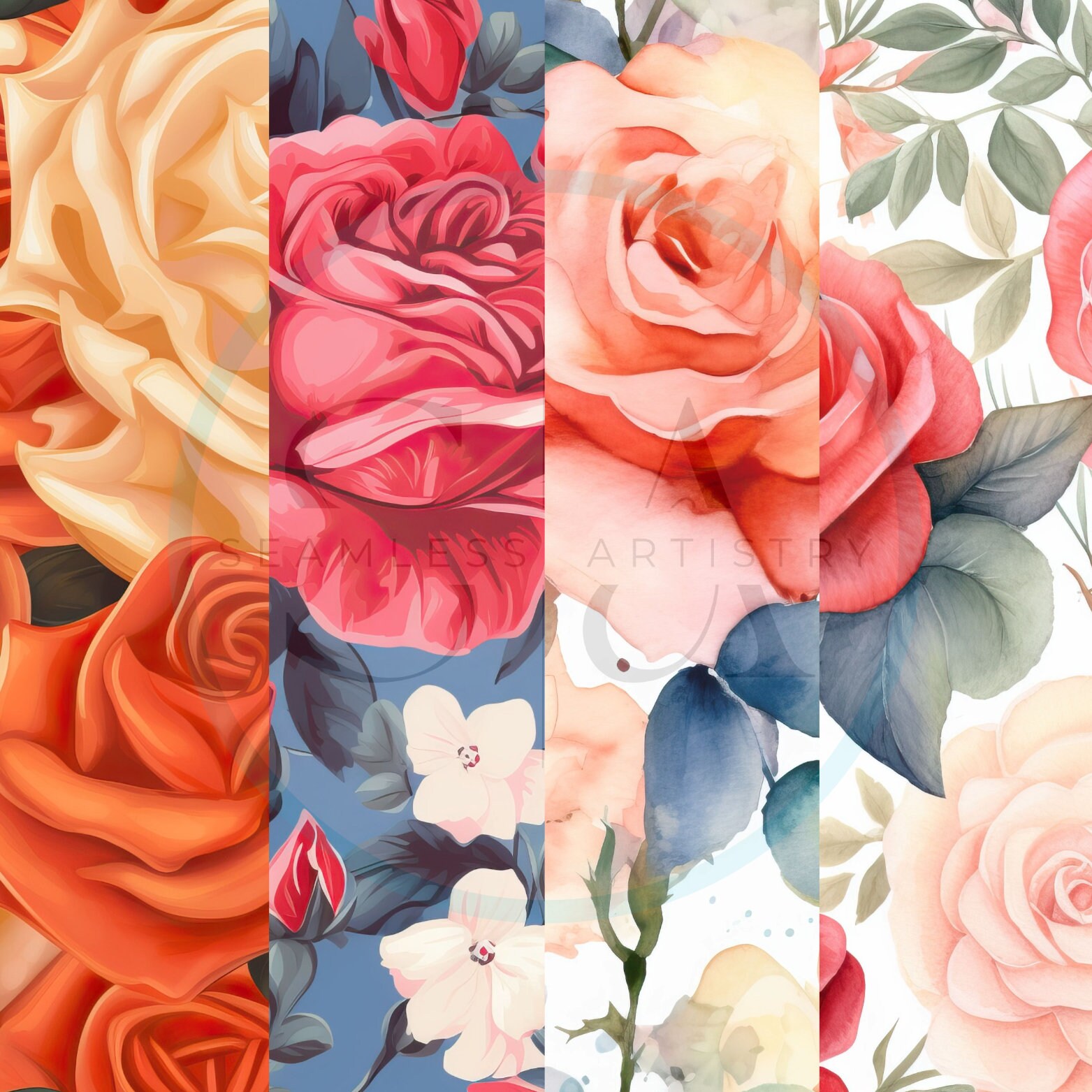 Rose Garden - 20 Seamless Texture Patterns Digital Paper - Etsy