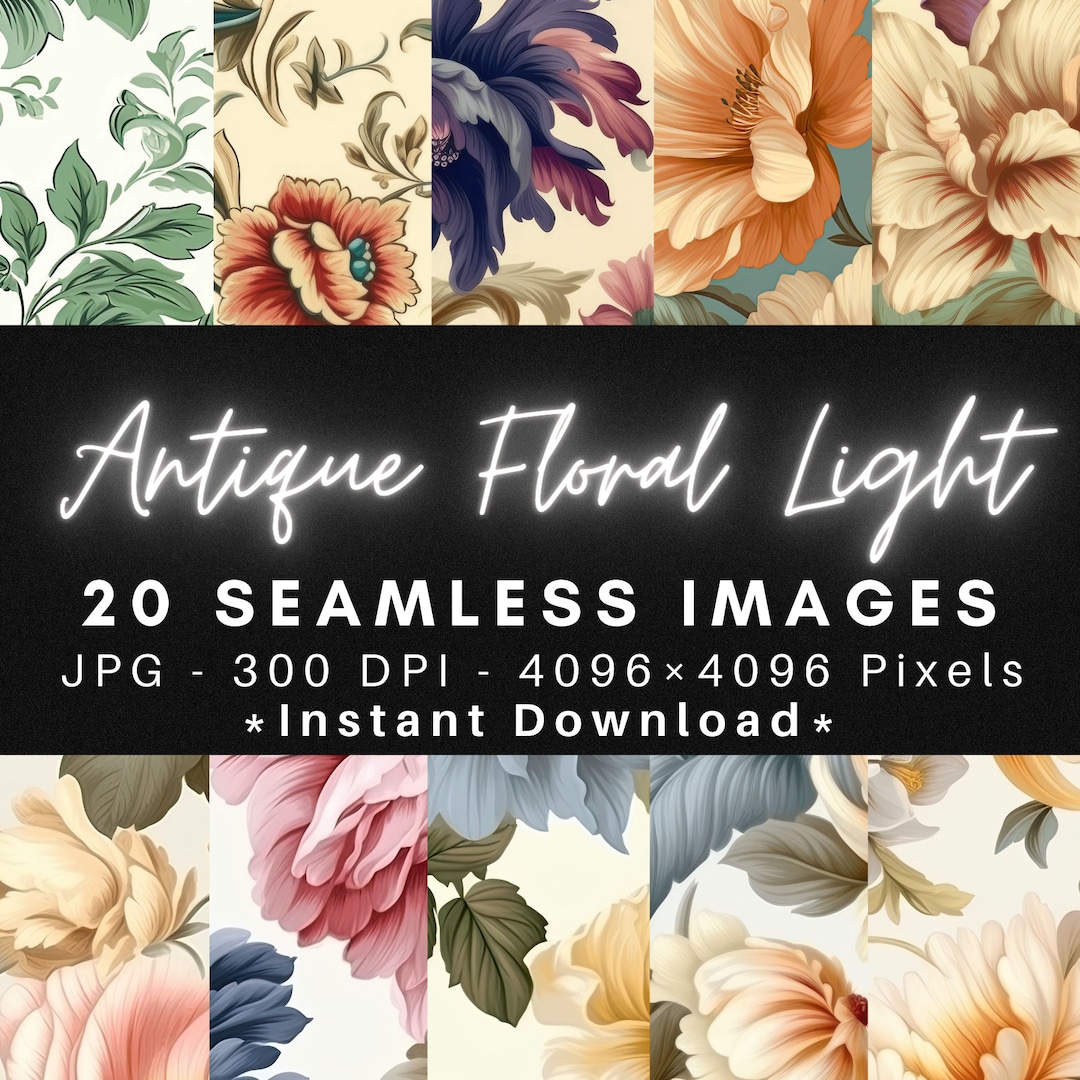 Antique Floral Light - 20 Seamless Texture Patterns Digital Paper - Etsy
