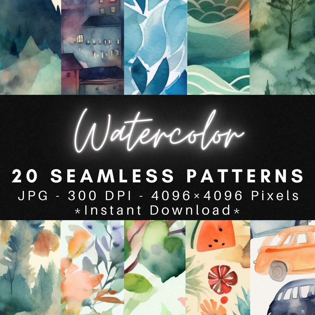 Watercolor - 20 Seamless Patterns Textures Digital Paper - Etsy