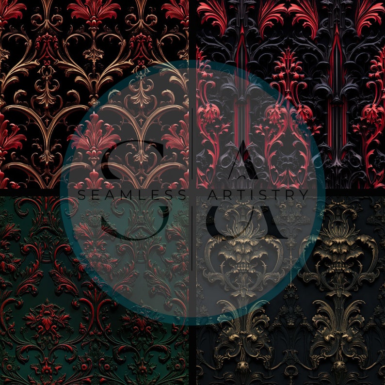 Ornate Goth - 20 Seamless Texture Patterns Digital Paper - Etsy