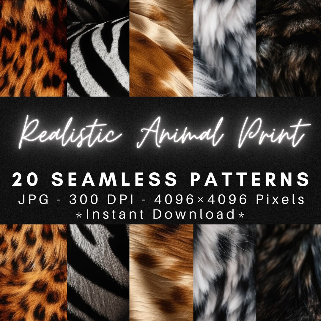 Realistic Animal Print - 20 Seamless Patterns Textures Digital Paper - Etsy