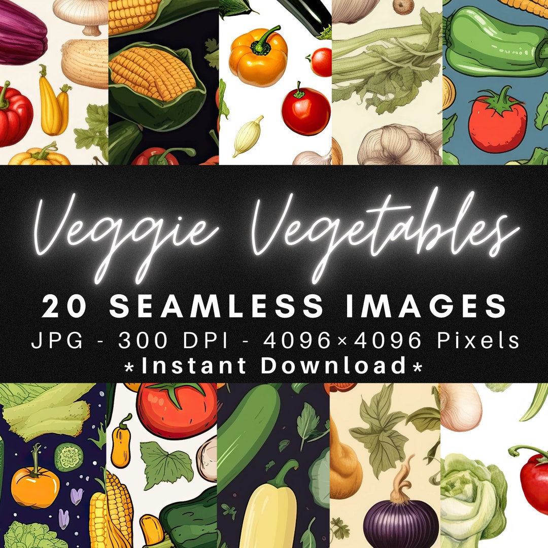 Veggie Vegetables - 20 Seamless Patterns Textures Digital Paper - Etsy