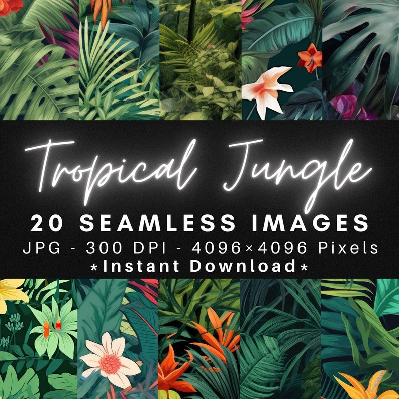Tropical Jungle - 20 Seamless Texture Patterns Digital Paper - Etsy