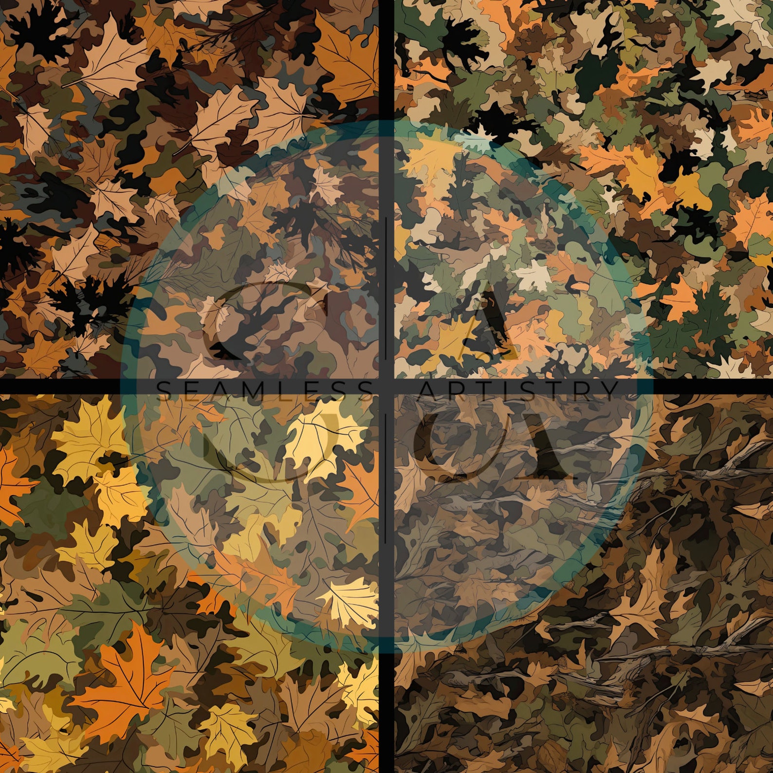 Fall Leaves Camouflage - 20 Seamless Texture Patterns Digital Paper - Etsy