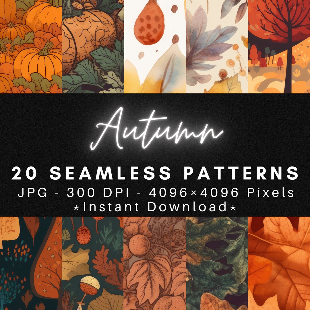 Autumn Fall - 20 Seamless Patterns Textures Digital Paper - Etsy