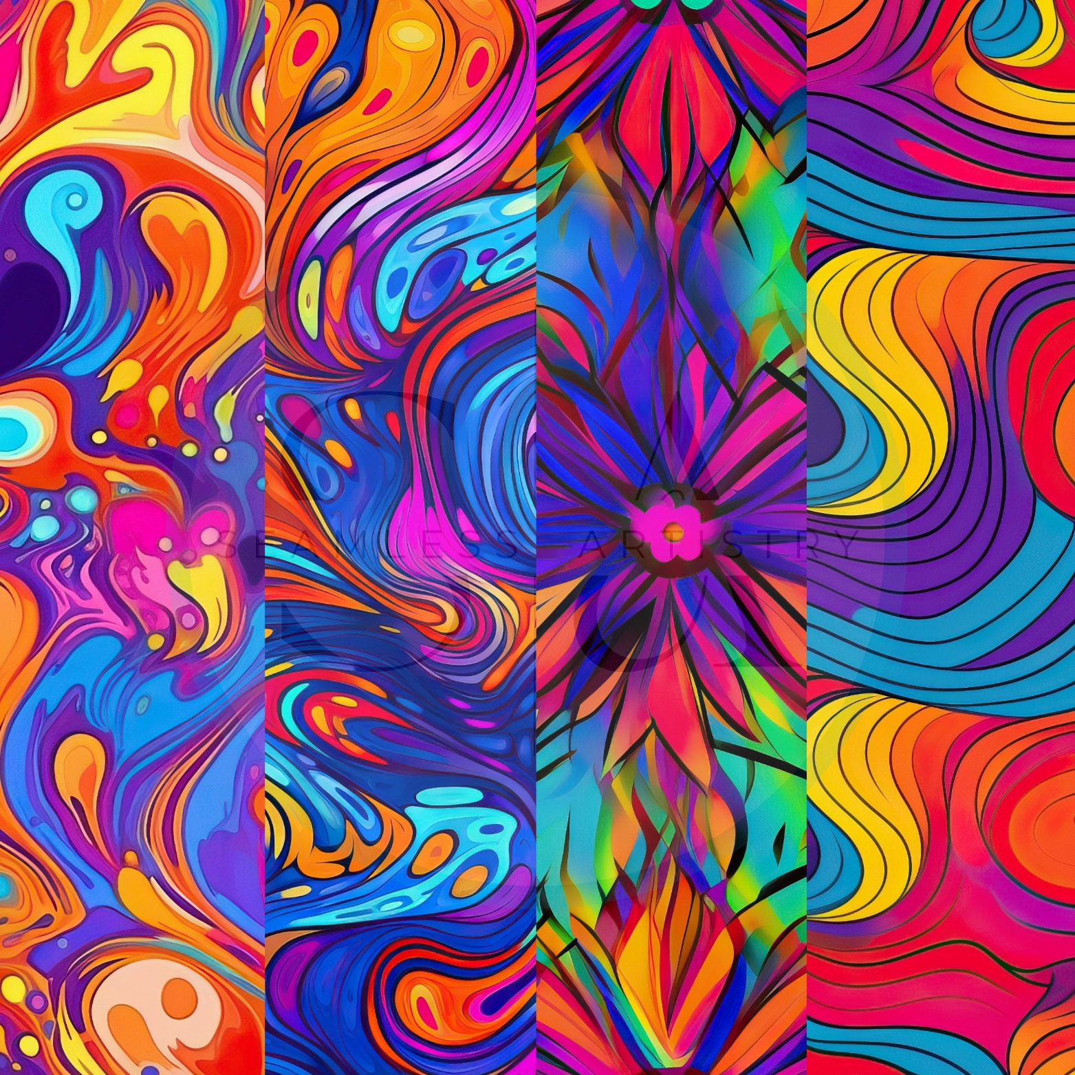 Psychedelic Trippy - 20 Seamless Texture Patterns Digital Paper - Etsy