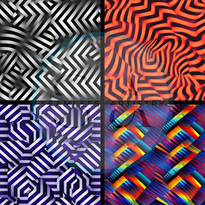 Optical Illusion Dizzy - 20 Seamless Texture Patterns Digital Paper - Etsy