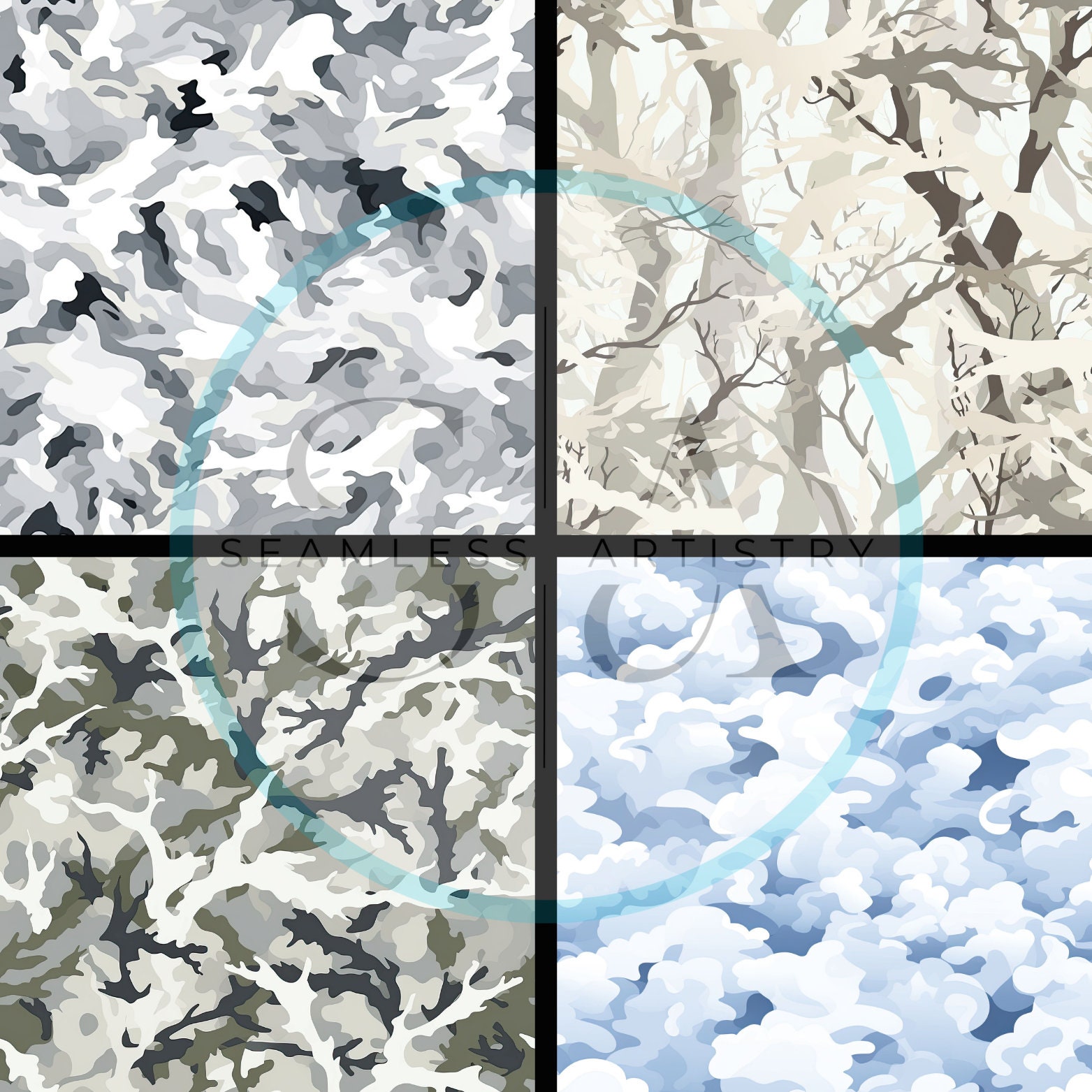 White Camouflage 20 Seamless Texture Patterns Digital Paper - Etsy