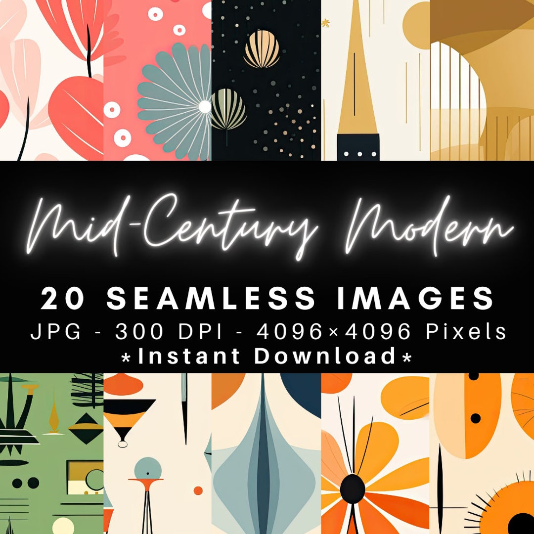 Mid-century Modern Patterns - 20 Seamless Texture Patterns Digital ...