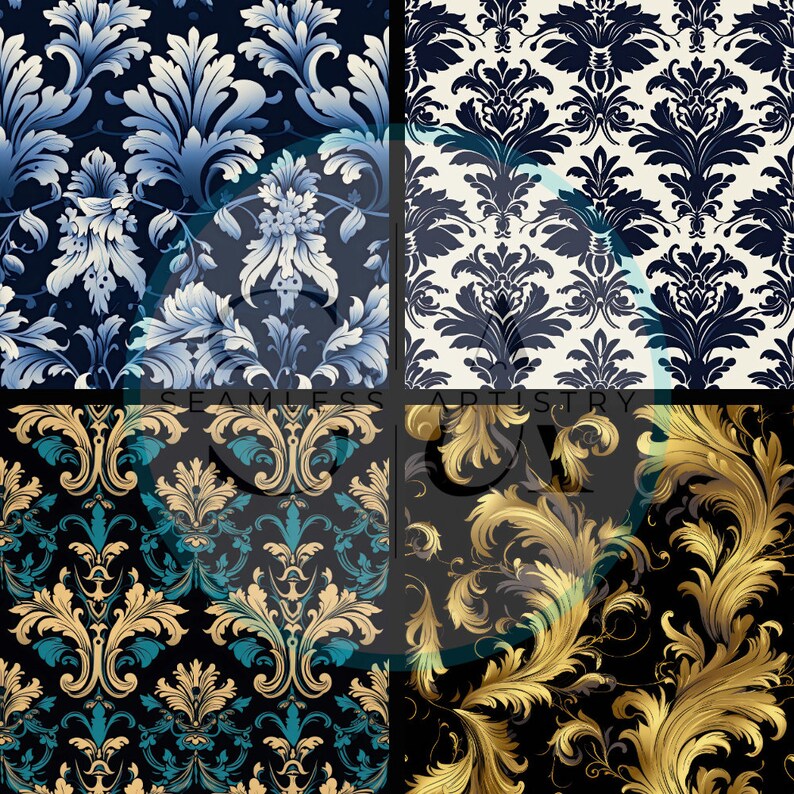 Damask Patterns 20 Seamless Texture Patterns Digital Paper - Etsy