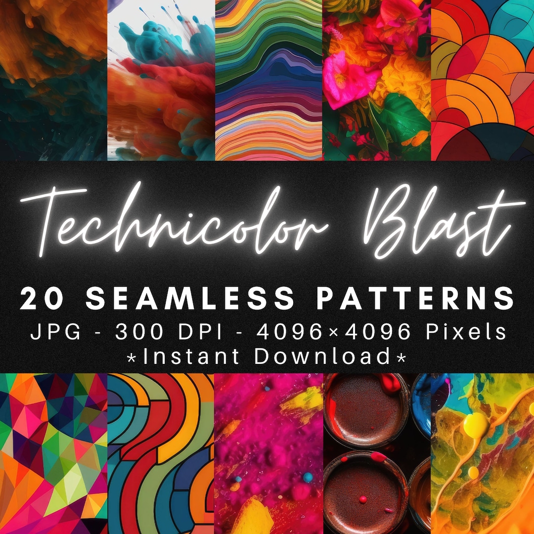 Technicolor Blast - 20 Seamless Patterns Textures Digital Paper - Etsy