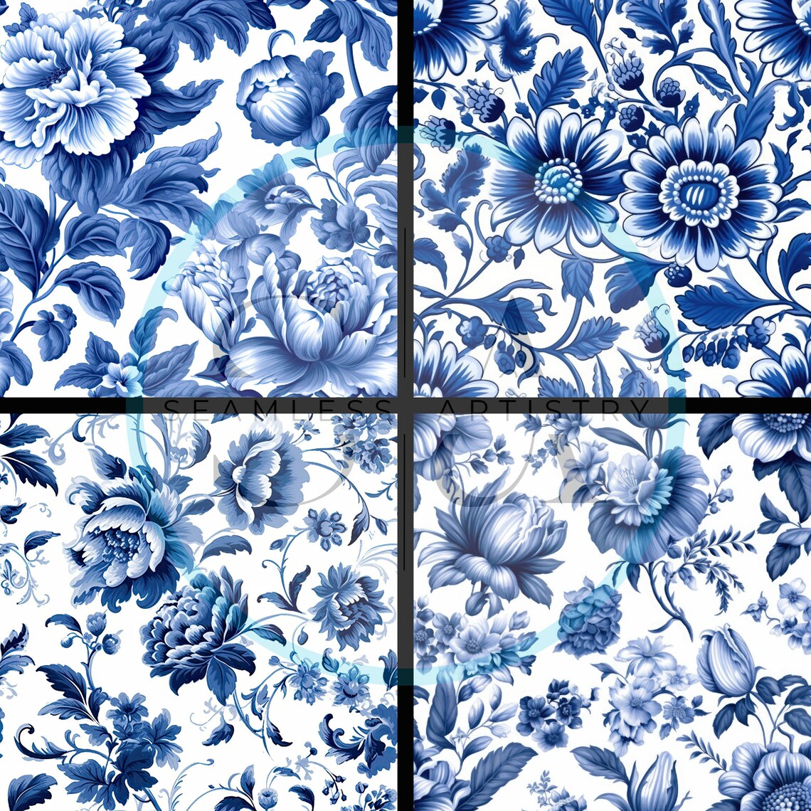 Delft Blue - 20 Seamless Texture Patterns Digital Paper - Etsy
