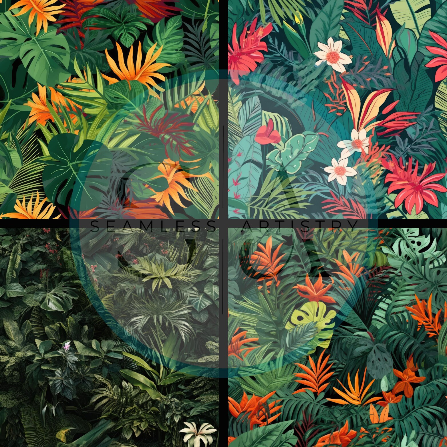 Tropical Jungle 20 Seamless Texture Patterns Digital Paper - Etsy