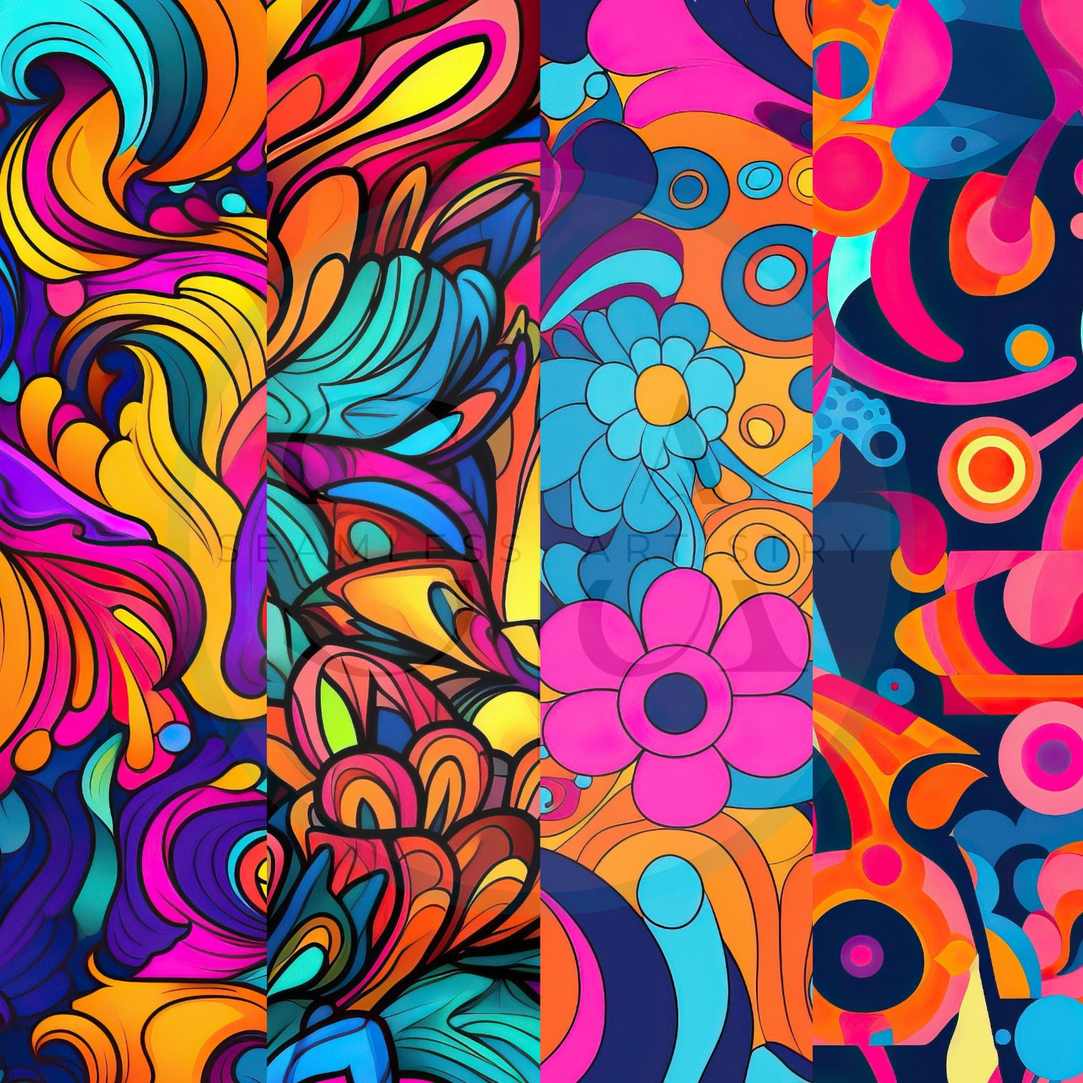 Psychedelic Trippy - 20 Seamless Texture Patterns Digital Paper - Etsy