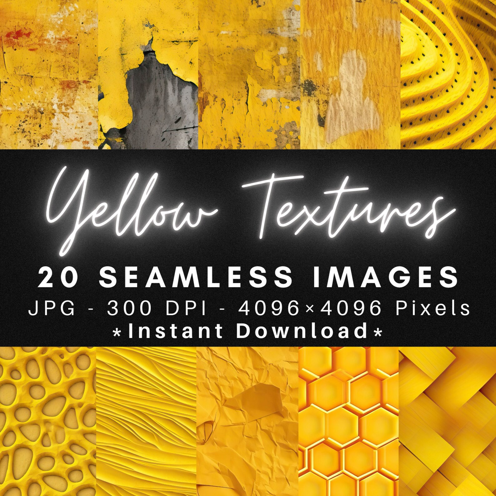 Yellow Textures - 20 Seamless Texture Patterns Digital Paper - Etsy