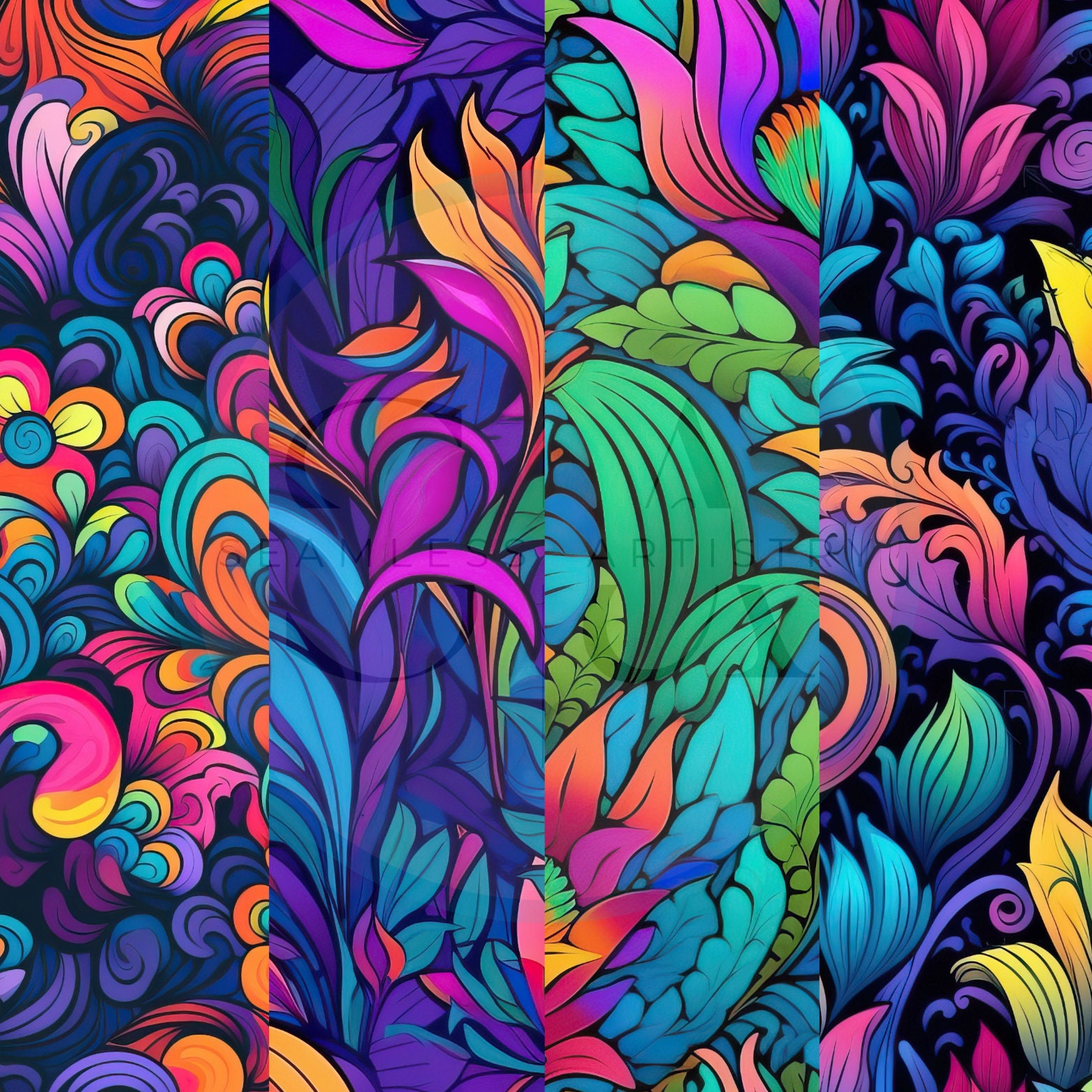 Psychedelic Trippy - 20 Seamless Texture Patterns Digital Paper - Etsy