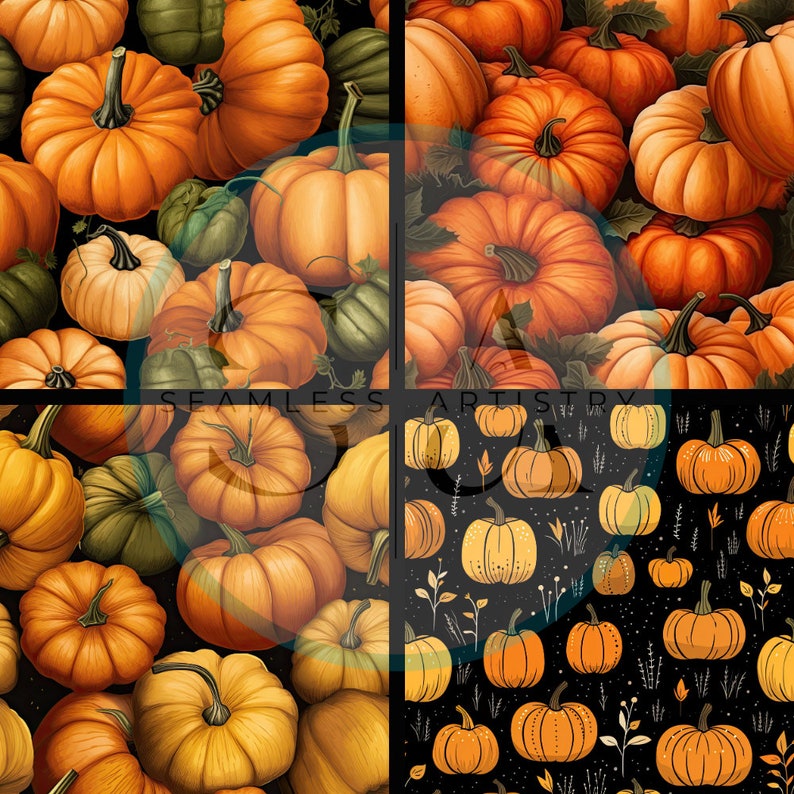 Pumpkins & Gourds - 20 Seamless Texture Patterns Digital Paper - Etsy