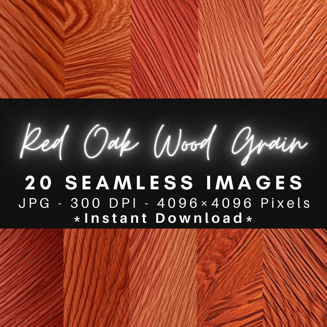 Red Oak Wood Grain - 20 Seamless Patterns Textures Digital Paper - Etsy