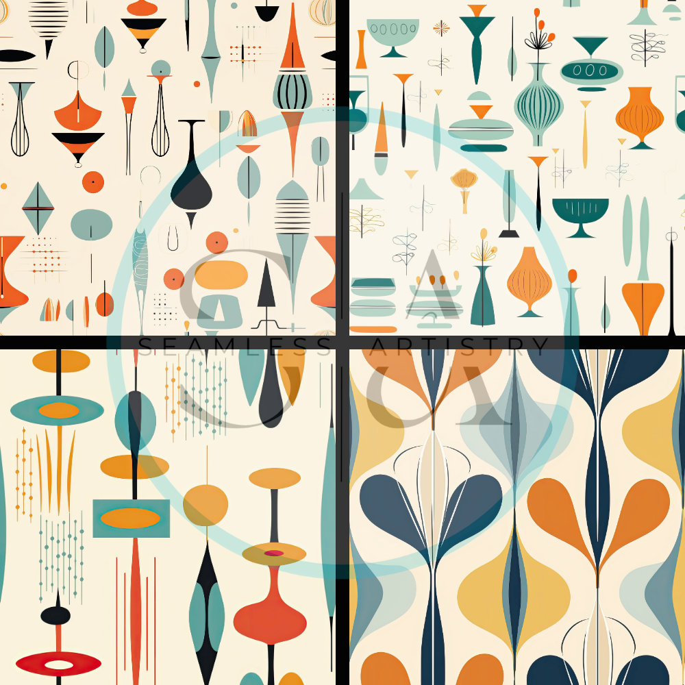Mid-century Modern Patterns - 20 Seamless Texture Patterns Digital ...