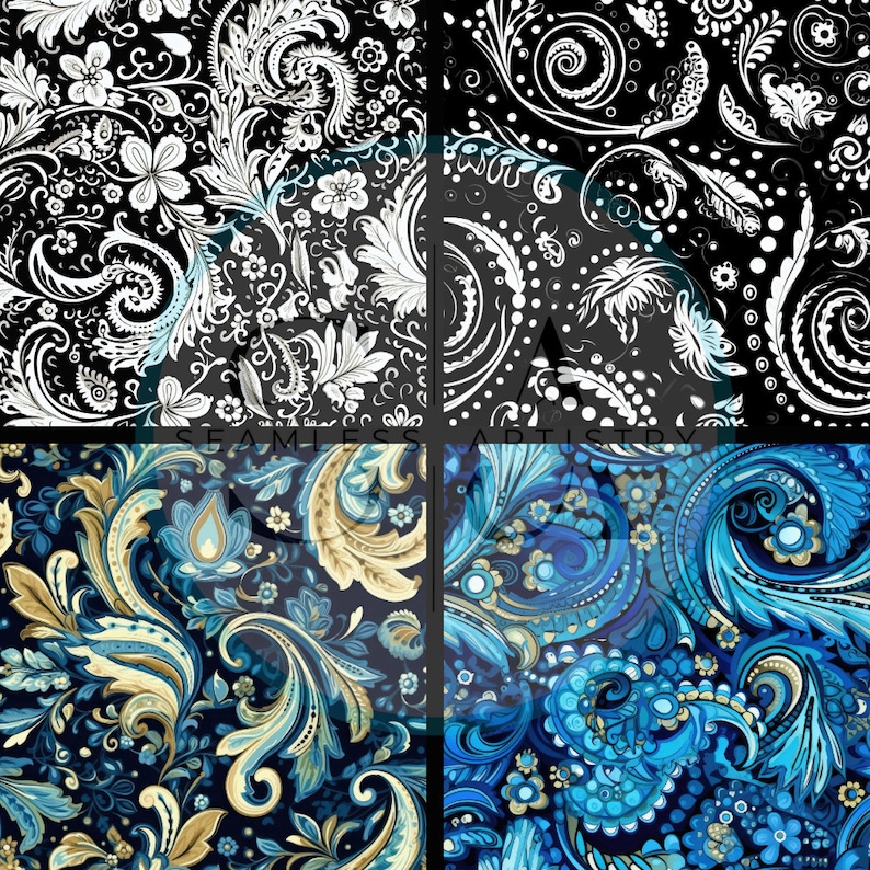 Colorful Paisley 20 Seamless Texture Patterns Digital Paper - Etsy