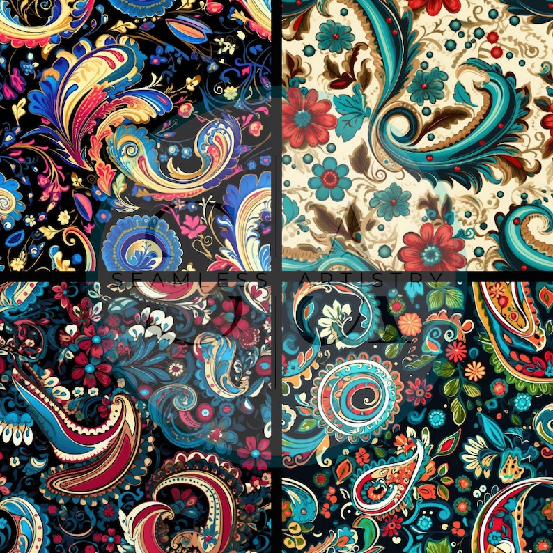 Colorful Paisley 20 Seamless Texture Patterns Digital Paper - Etsy