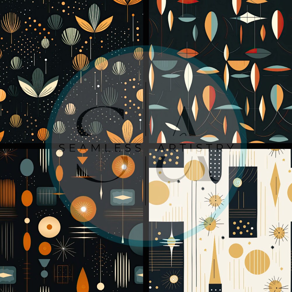 Mid-century Modern Patterns - 20 Seamless Texture Patterns Digital ...
