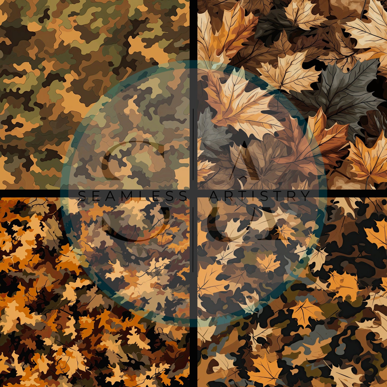 Fall Leaves Camouflage - 20 Seamless Texture Patterns Digital Paper - Etsy