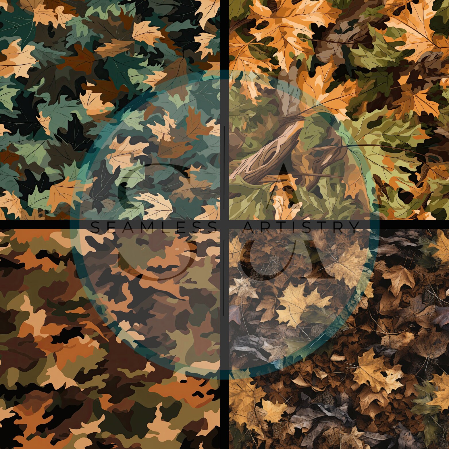 Fall Leaves Camouflage - 20 Seamless Texture Patterns Digital Paper - Etsy