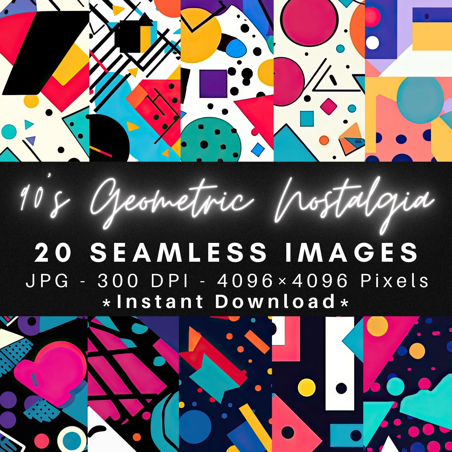 90's Geometric Nostalgia 20 Seamless Texture Patterns Digital Paper - Etsy