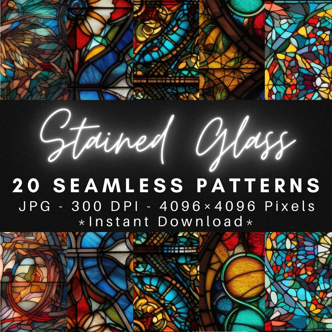 Stained Glass - 20 Seamless Patterns Textures Digital Paper - Etsy