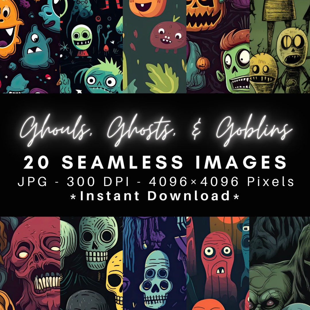 Ghouls, Ghosts, & Goblins - 20 Seamless Texture Patterns Digital Paper ...
