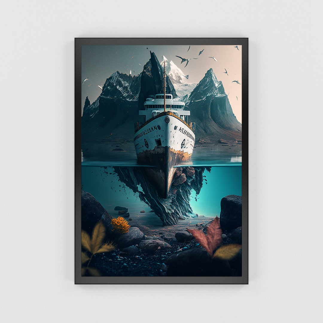 Digital Download ABSTRACT SHIP Printable POSTER Wall Art for Aesthetic ...