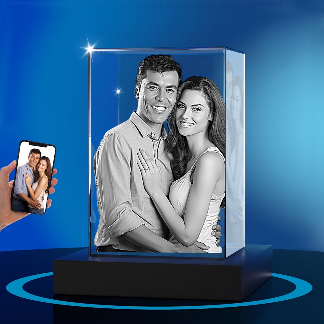 Custom 3D Crystal Photo: Personalized Engraved Picture - Photo Gift ...