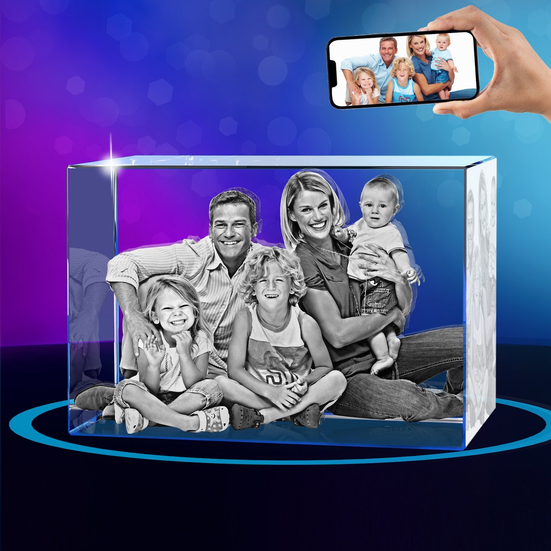 Custom 3D Crystal Photo: Personalized Engraved Picture - Unique Gift ...