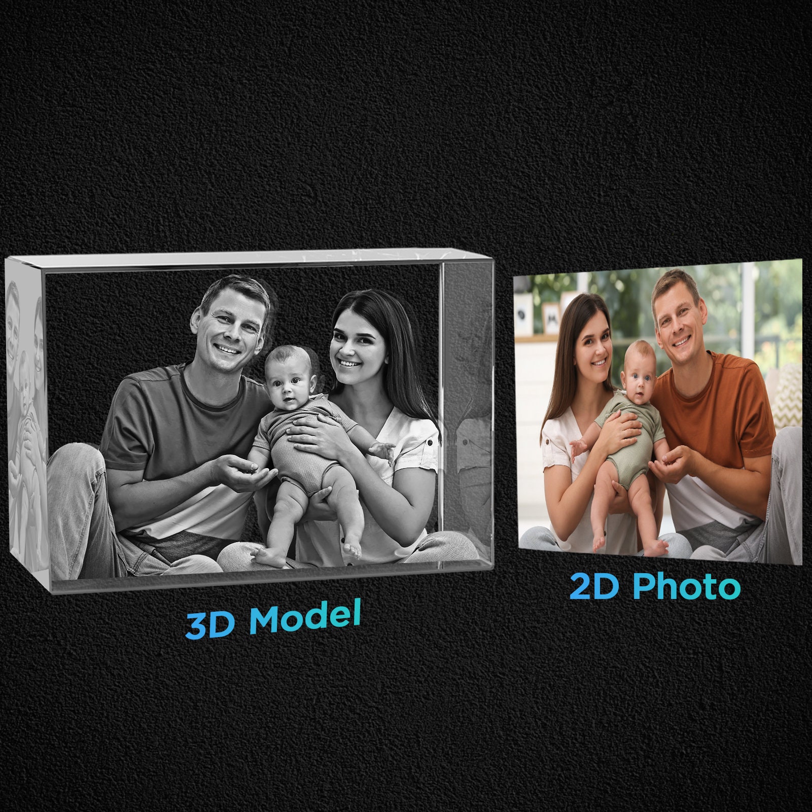 Custom 3D Crystal Photo: Personalized Engraved Picture, USA Made - Etsy
