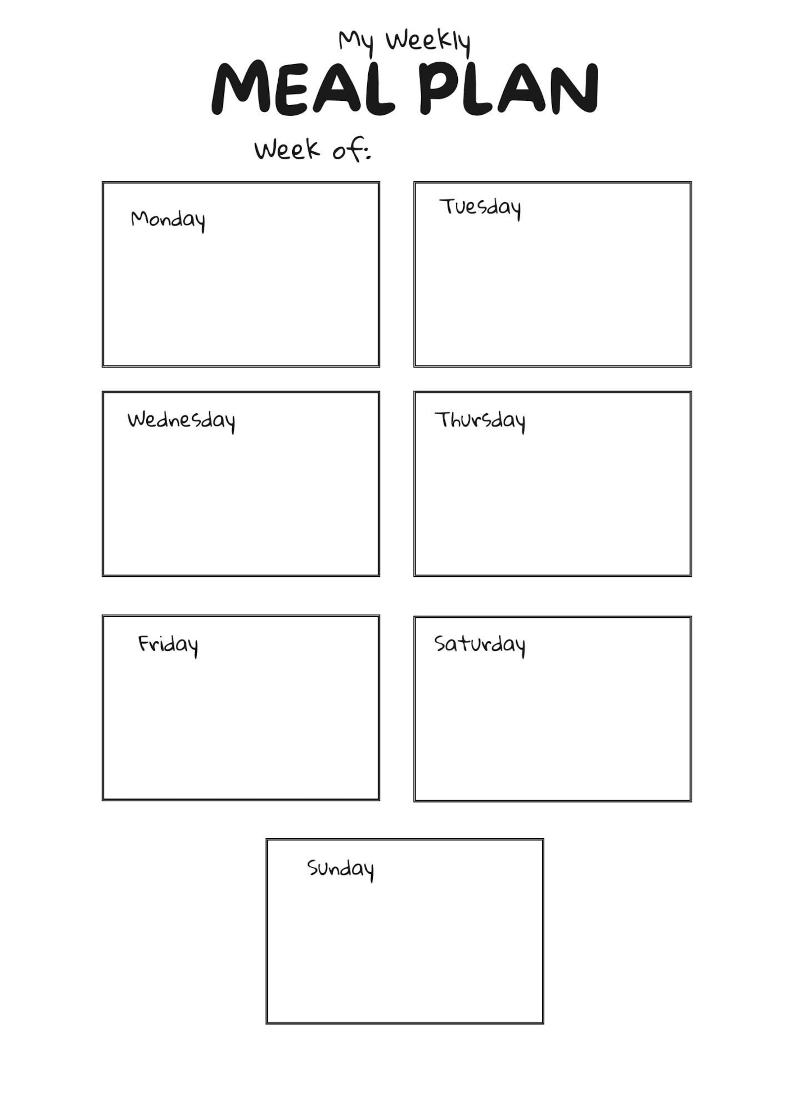 Weekly Meal Plan Sheet and Grocery Sheet - Etsy