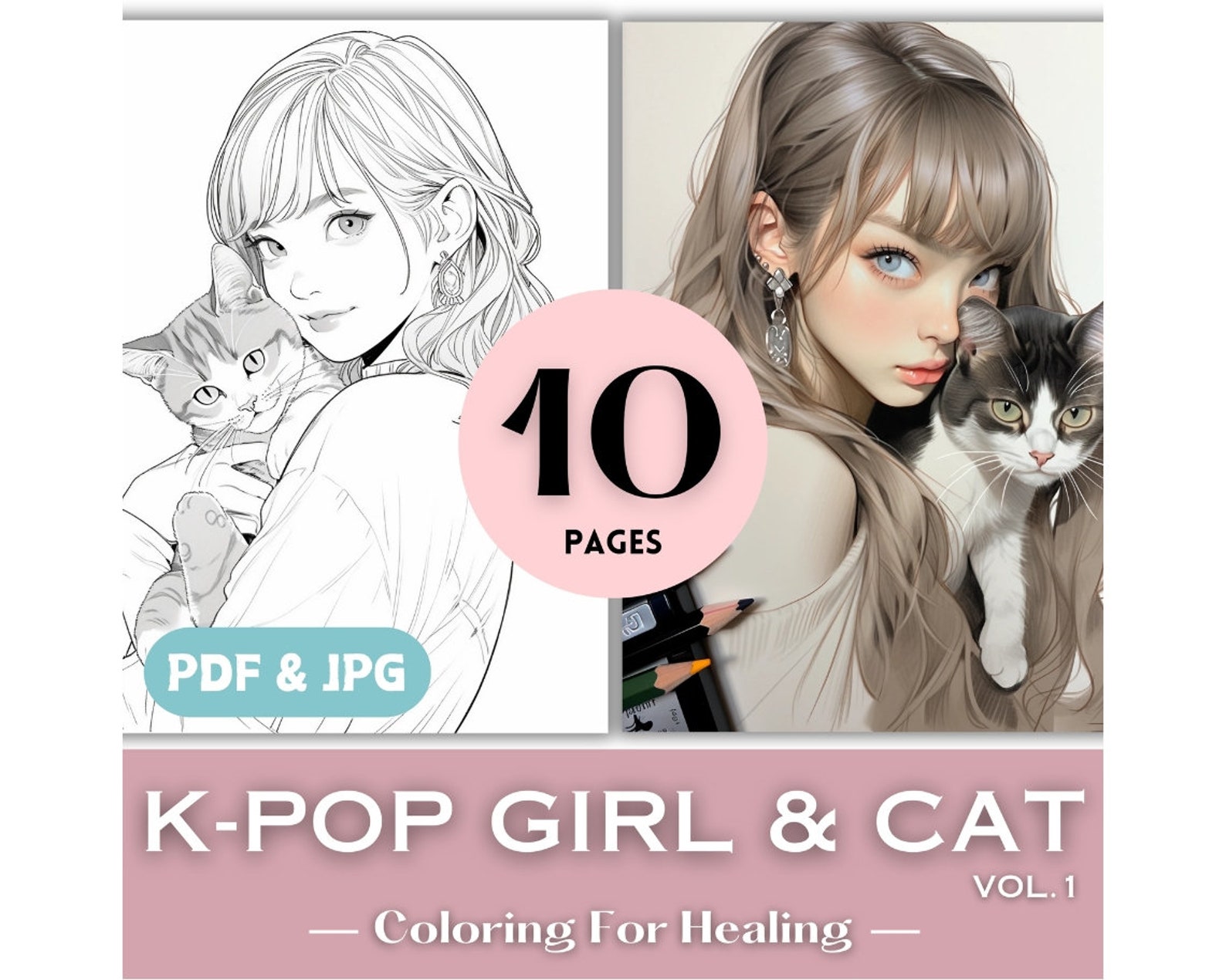 Coloring Pages Kpop Girl and Cat Fashion Coloring Pages Printable K-pop ...