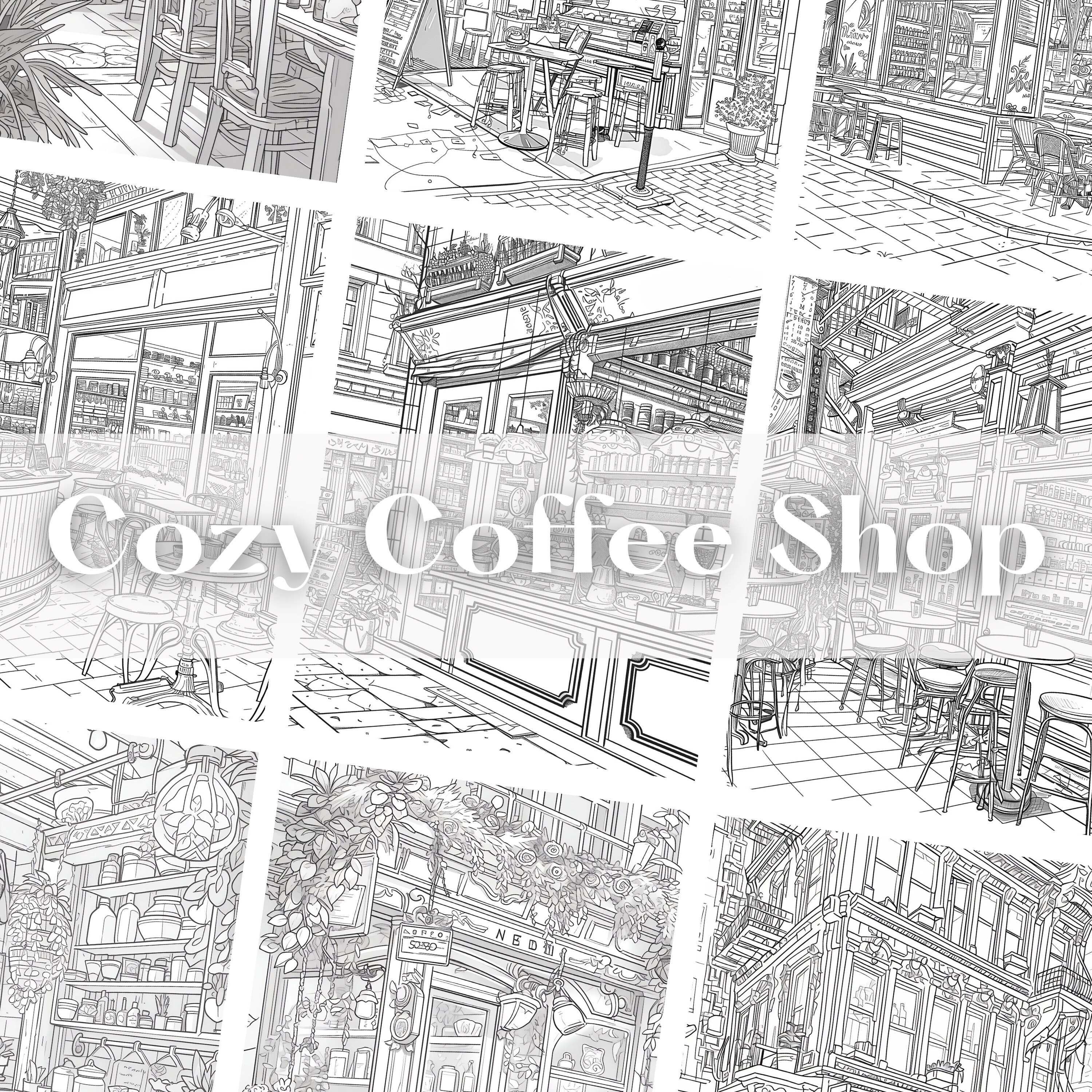 Grayscale Coloring Pages Bundle Coffee Lovers Birthday Gift Coffee ...