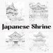 Grayscale Coloring Pages Japanese Shrine Temple Printable Mindfulness ...