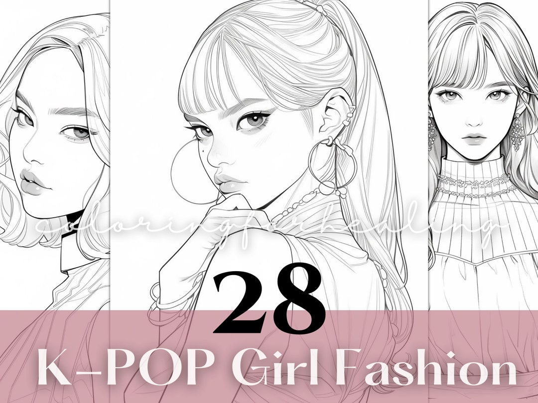 Coloring Pages Kpop Girl Fashion Printable K-pop Beauty - Etsy