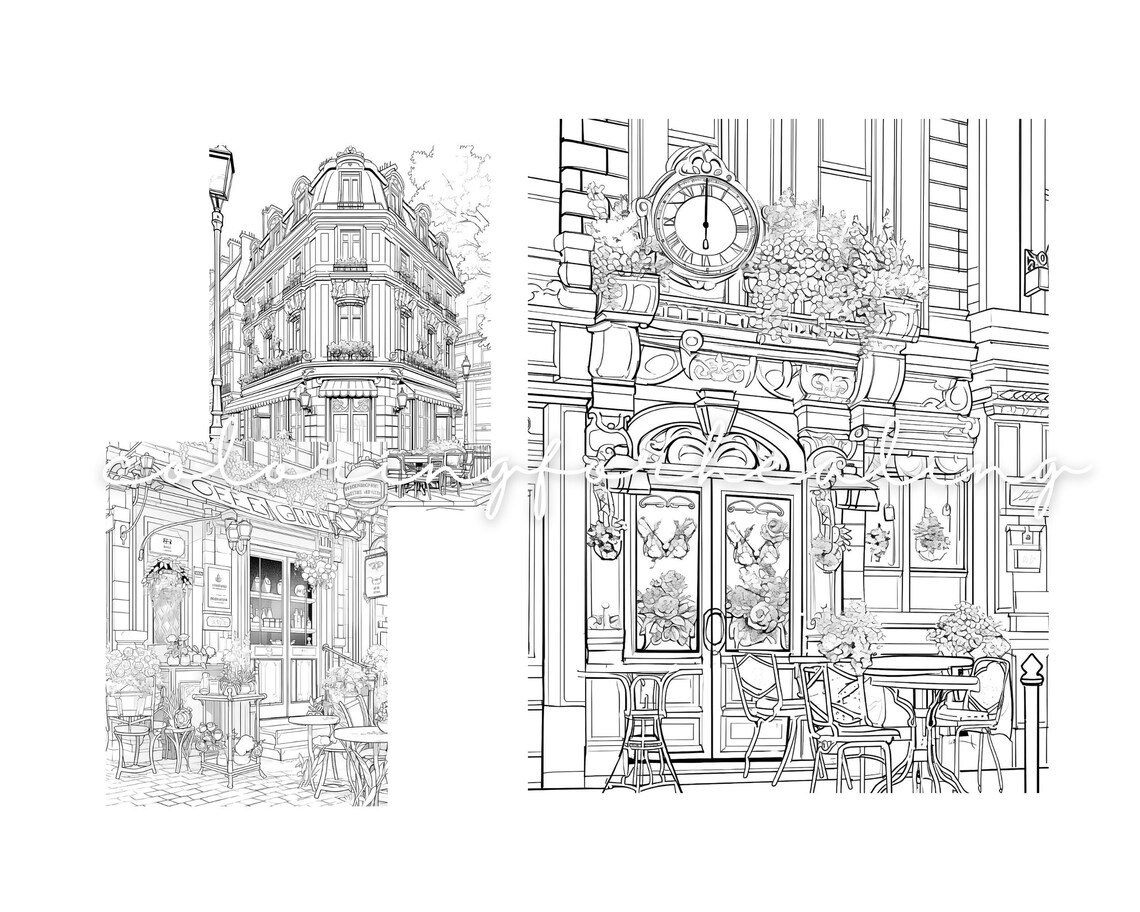 Coffee Lovers Gift Idea Unique Coloring Pages Europe Coffee Shop ...