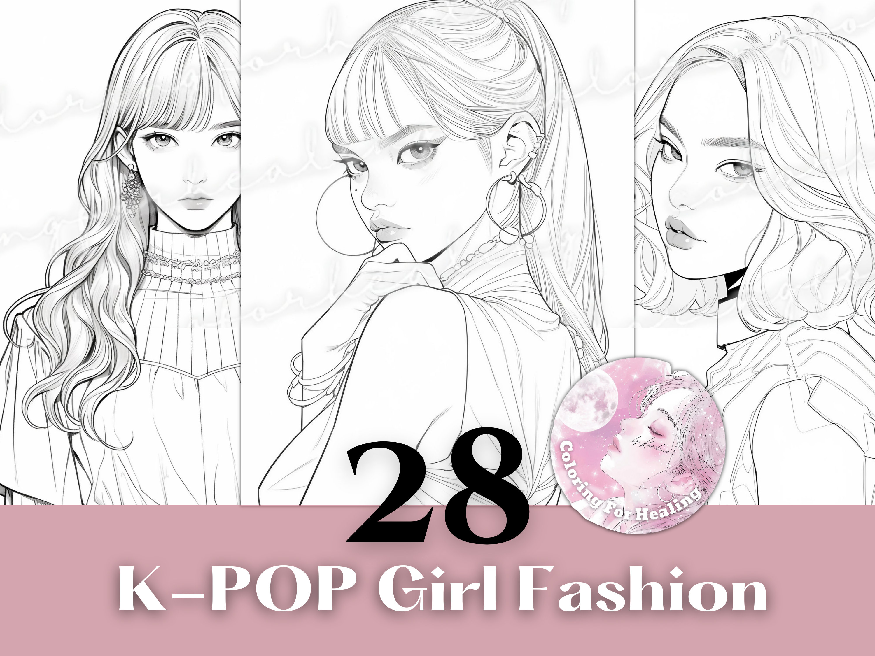 Coloring Pages Kpop Girl Fashion Printable K-pop Beauty Coloring Book ...
