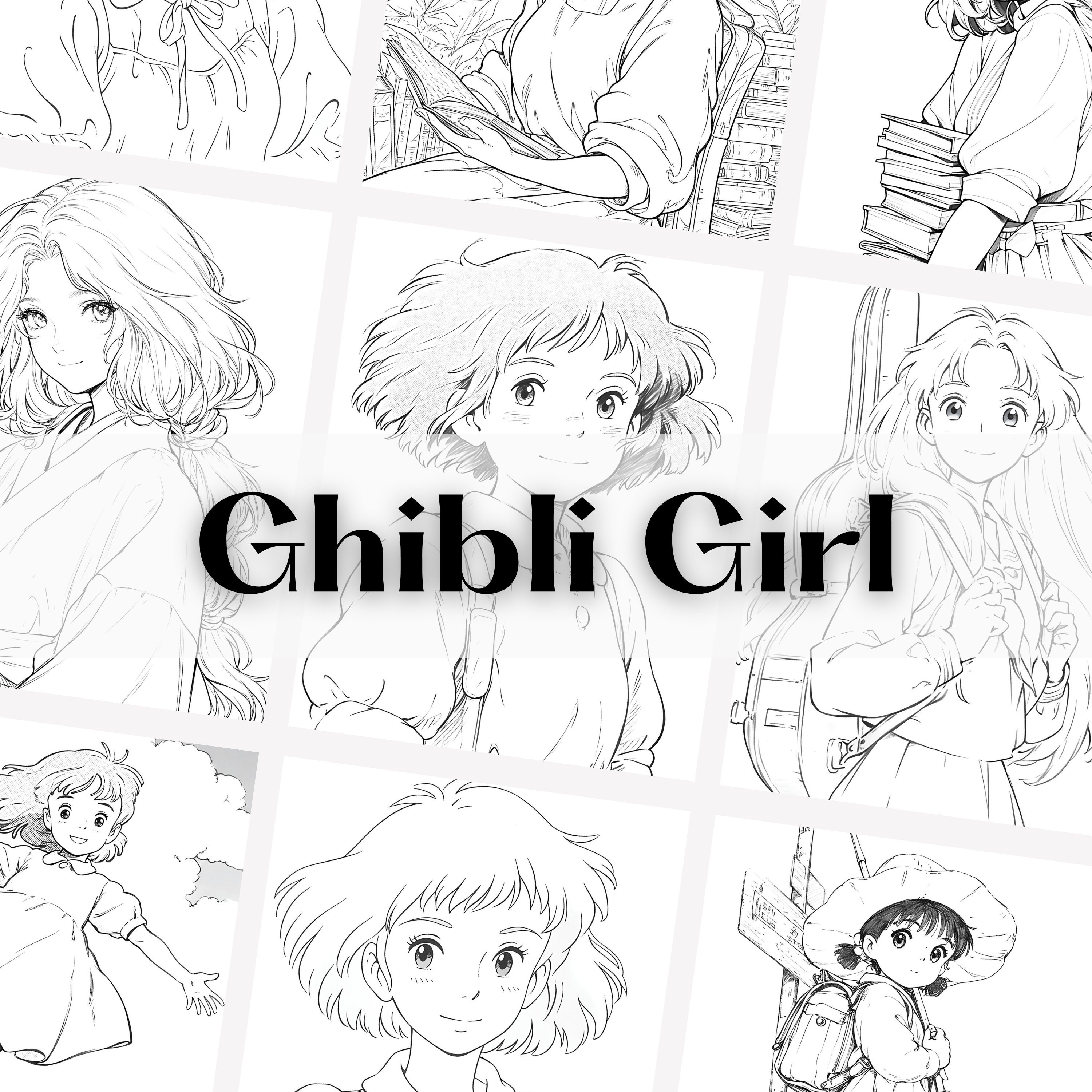 Grayscale Coloring Pages Bundle Ghibli Lovers Birthday Gift Idea Summer ...