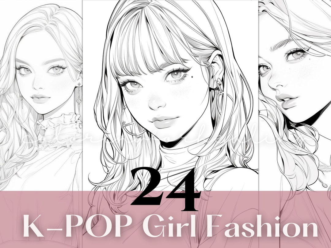 Coloring Pages Kpop Girl Fashion Printable K-pop Coloring Book Pages ...