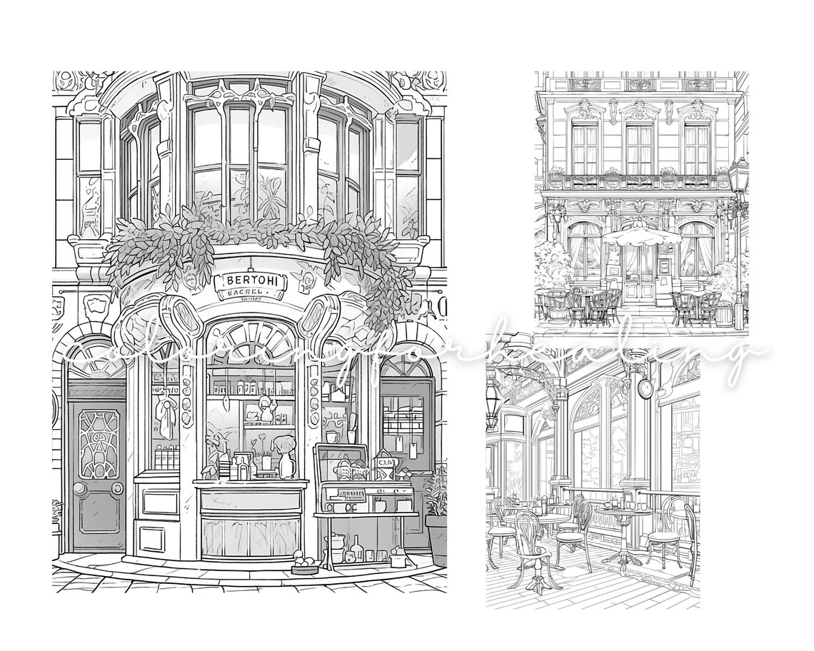Coffee Lovers Gift Idea Unique Coloring Pages Europe Coffee Shop ...