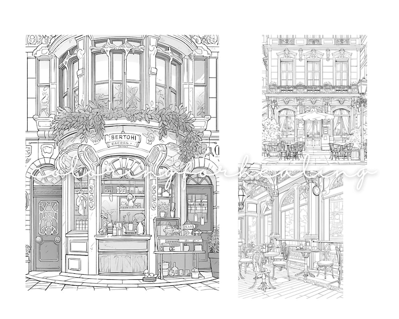Coffee Lovers Gift Idea Unique Coloring Pages Europe Coffee Shop ...