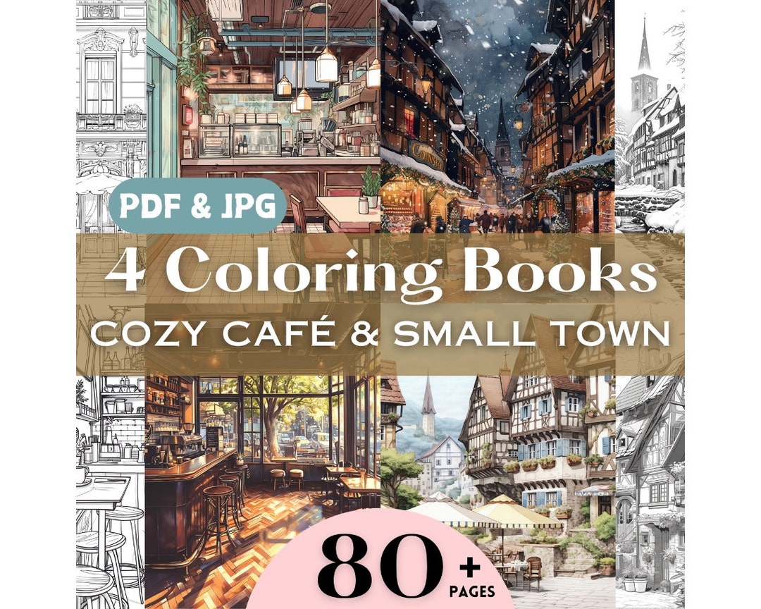 Grayscale Coloring Pages Bundle Coffee Lovers Birthday Gift Idea German ...