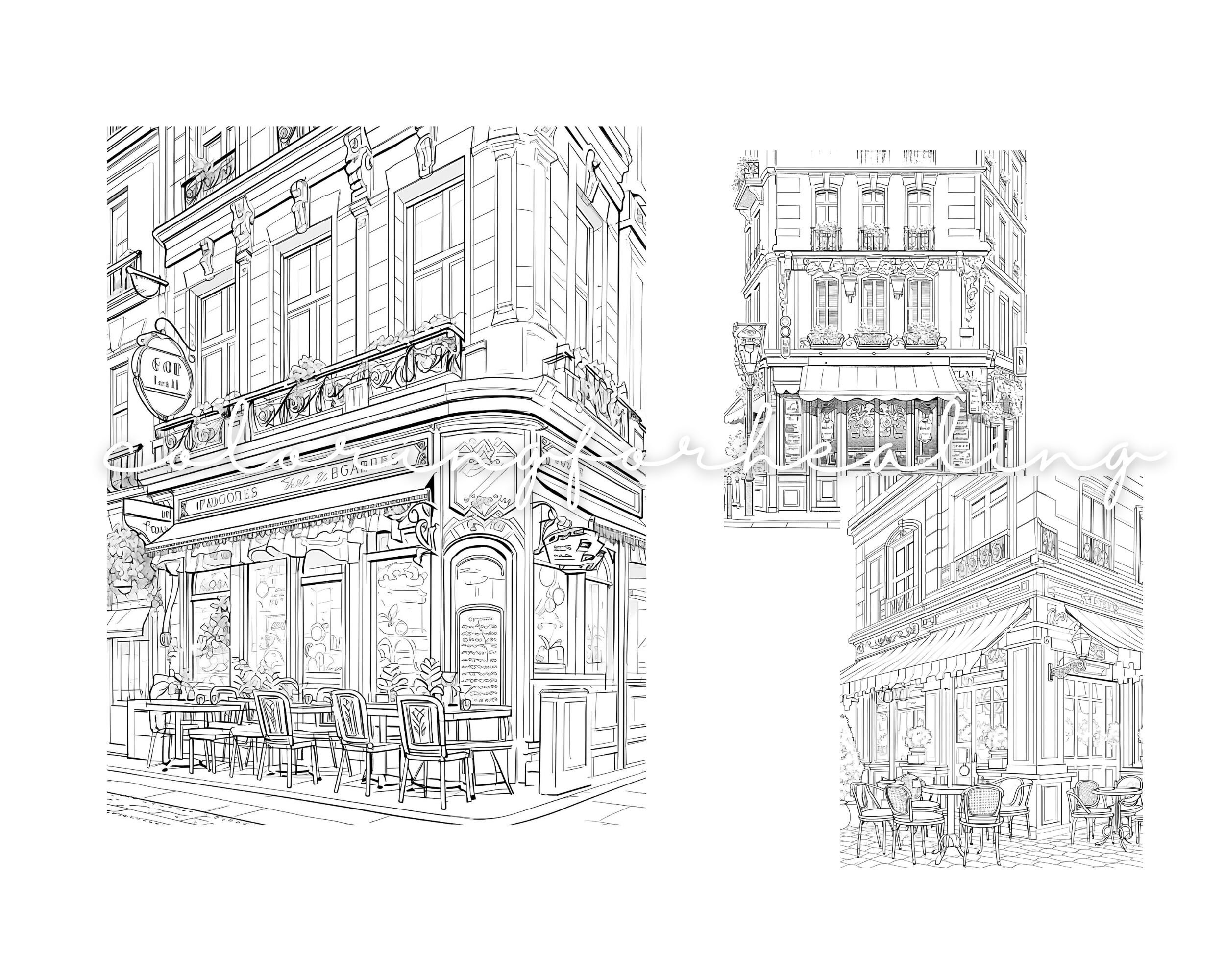 Coffee Lovers Gift Idea Unique Coloring Pages Europe Coffee Shop ...